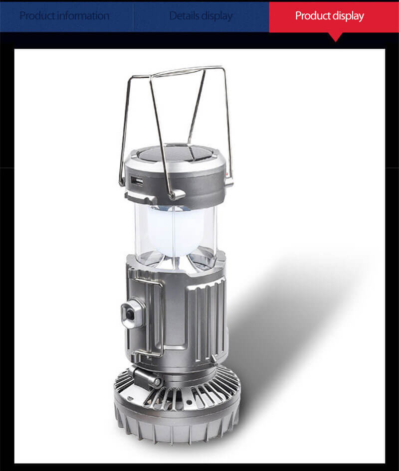 Rechargeable Solar Lamp Fan Power-Bank Multi-Function Device