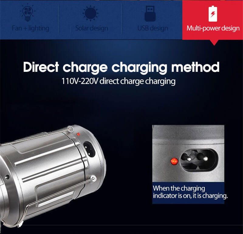 Rechargeable Solar Lamp Fan Power-Bank Multi-Function Device